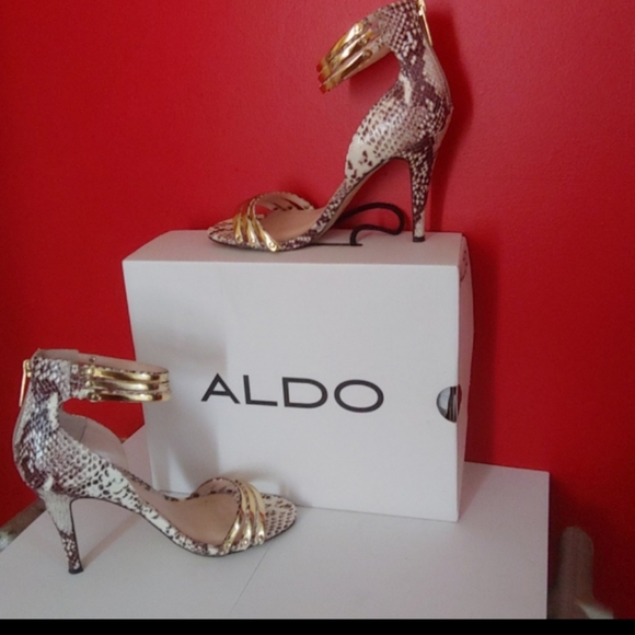 Aldo | Shoes | Aldo Leinan 35 High Heel Snake Print Sandals 8 | Poshmark